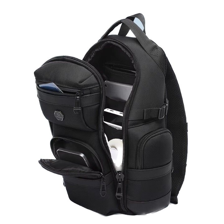 Рюкзак туристический，Рюкзак однолямочный Ozuko 9808 Black，Размер: 35х15х23 см. Объем: 10 л，сумка мужская через плечо