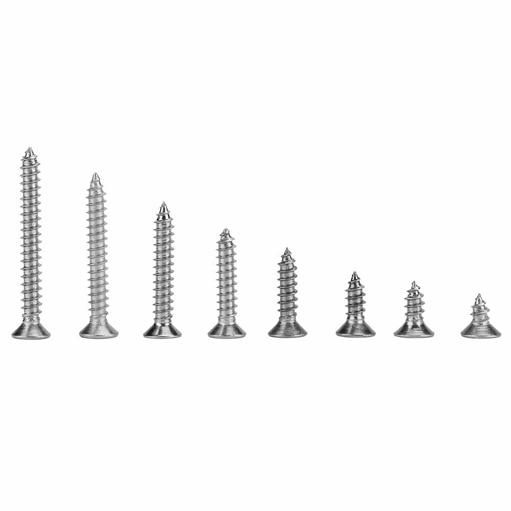 Набор из 200 саморезов M4 из нержавеющей стали с плоской головкой.