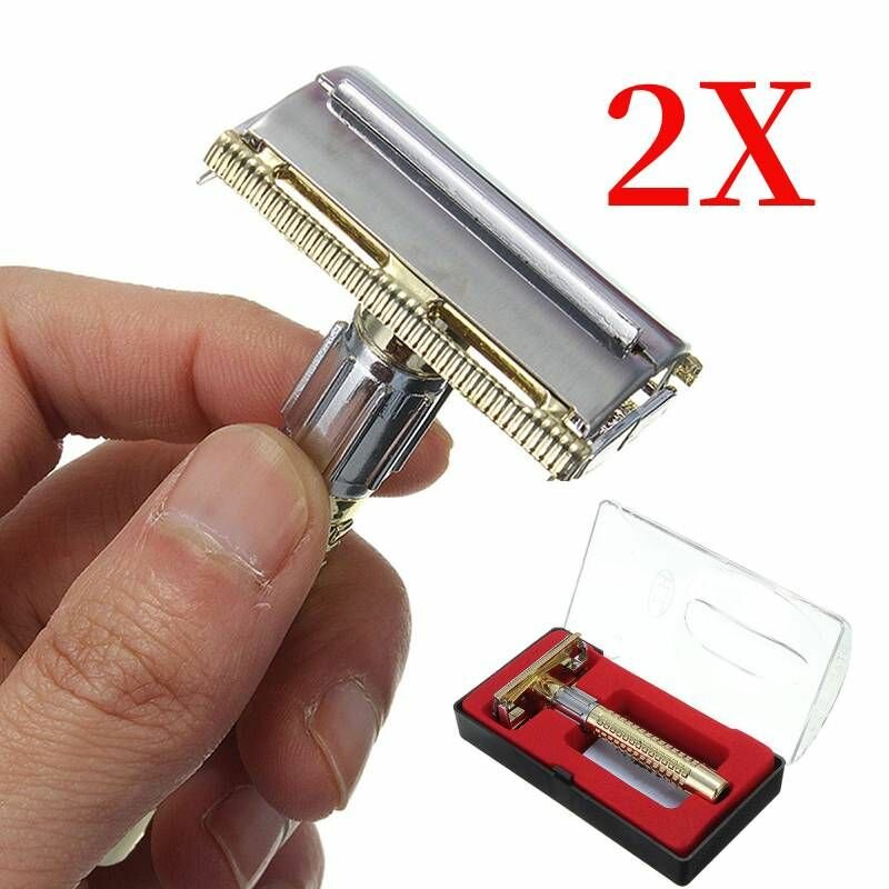 Бритва Т-образная безопасная мужская ручная, в подарочном наборе