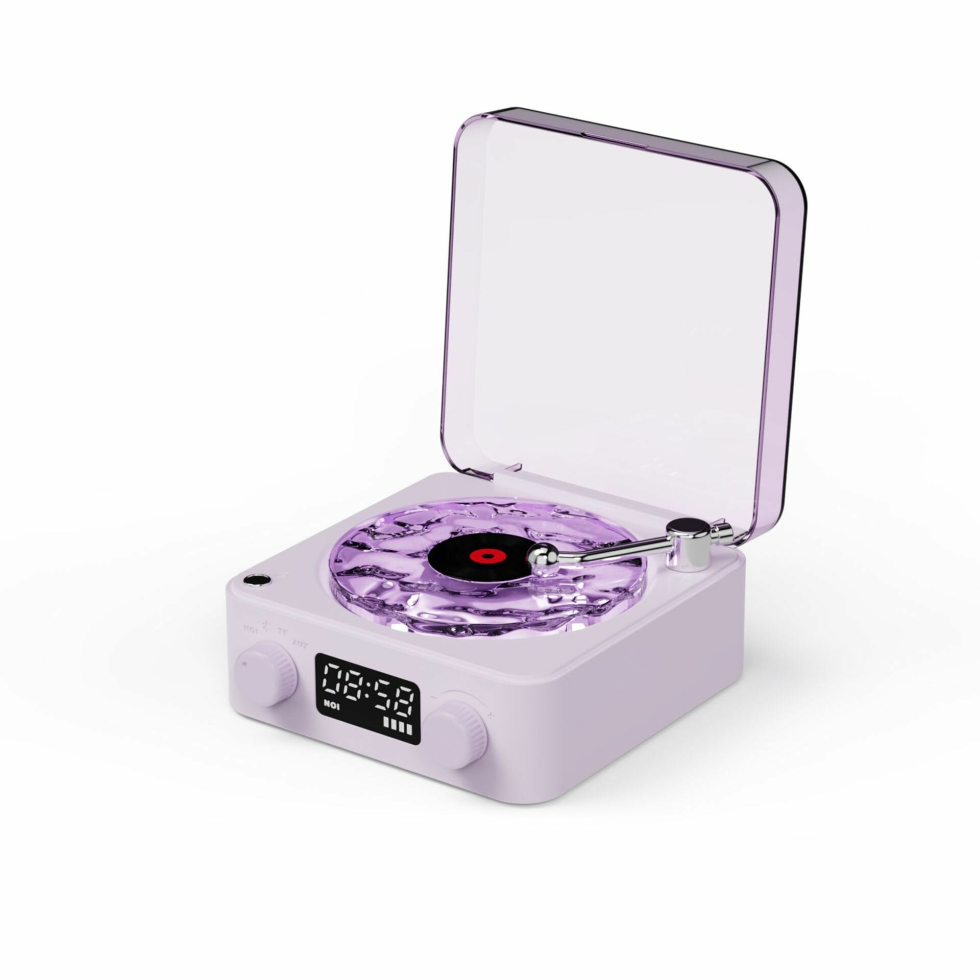 Виниловый плеер Bluetooth динамик, подсветка, белый шум, цвет сиреневый