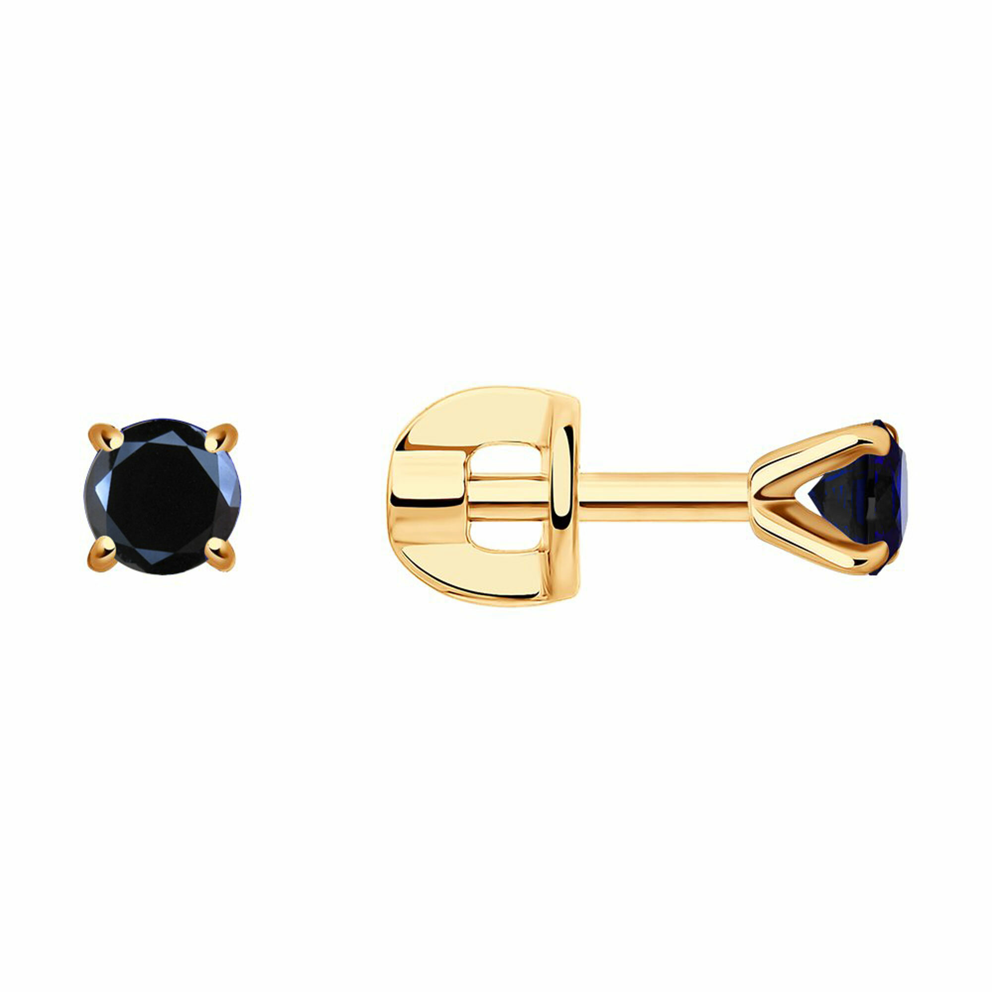 Серьги пусеты, красное золото, 585 проба, сапфир