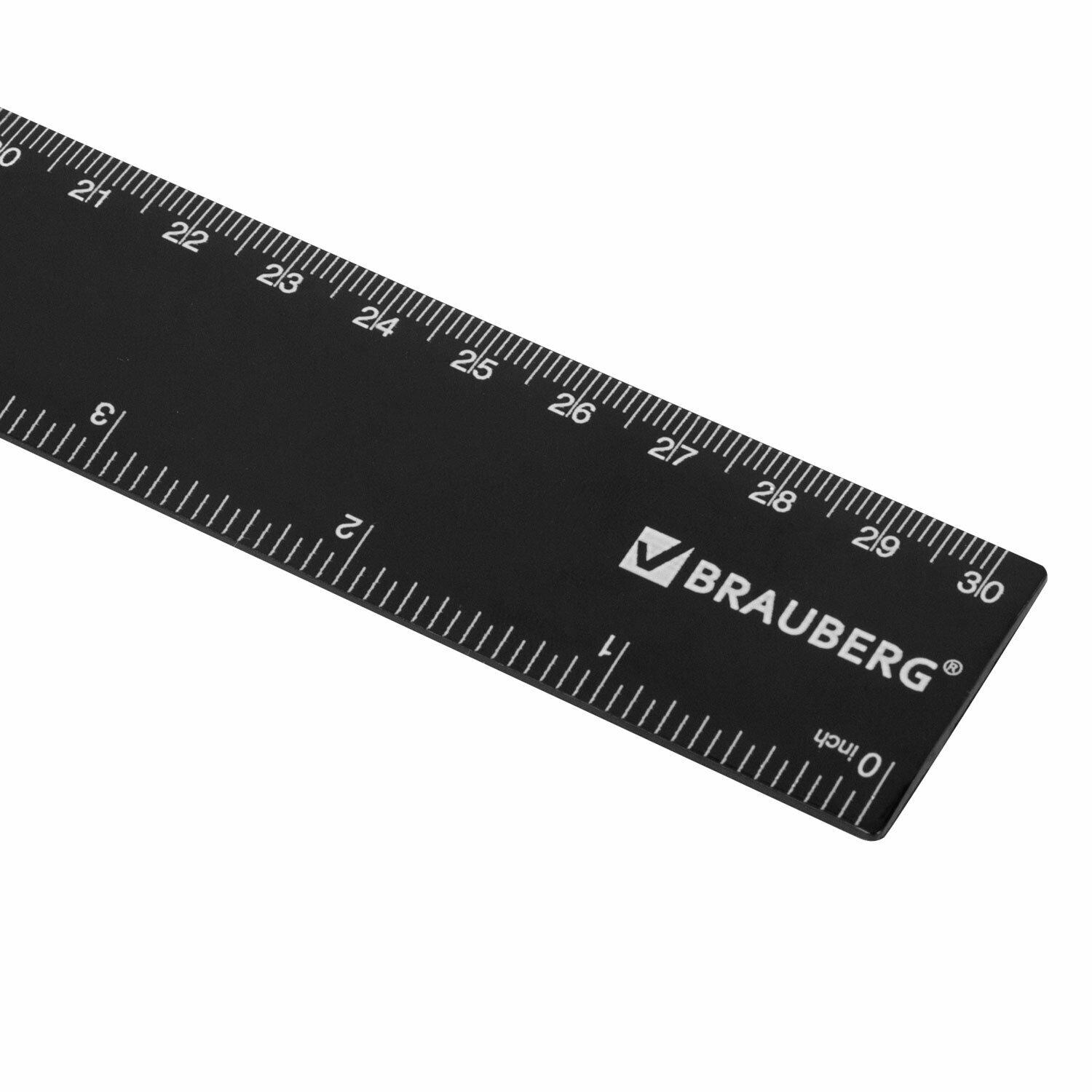 Упаковка 40 шт. Линейка пластиковая 30 см, BRAUBERG, черная, 210837