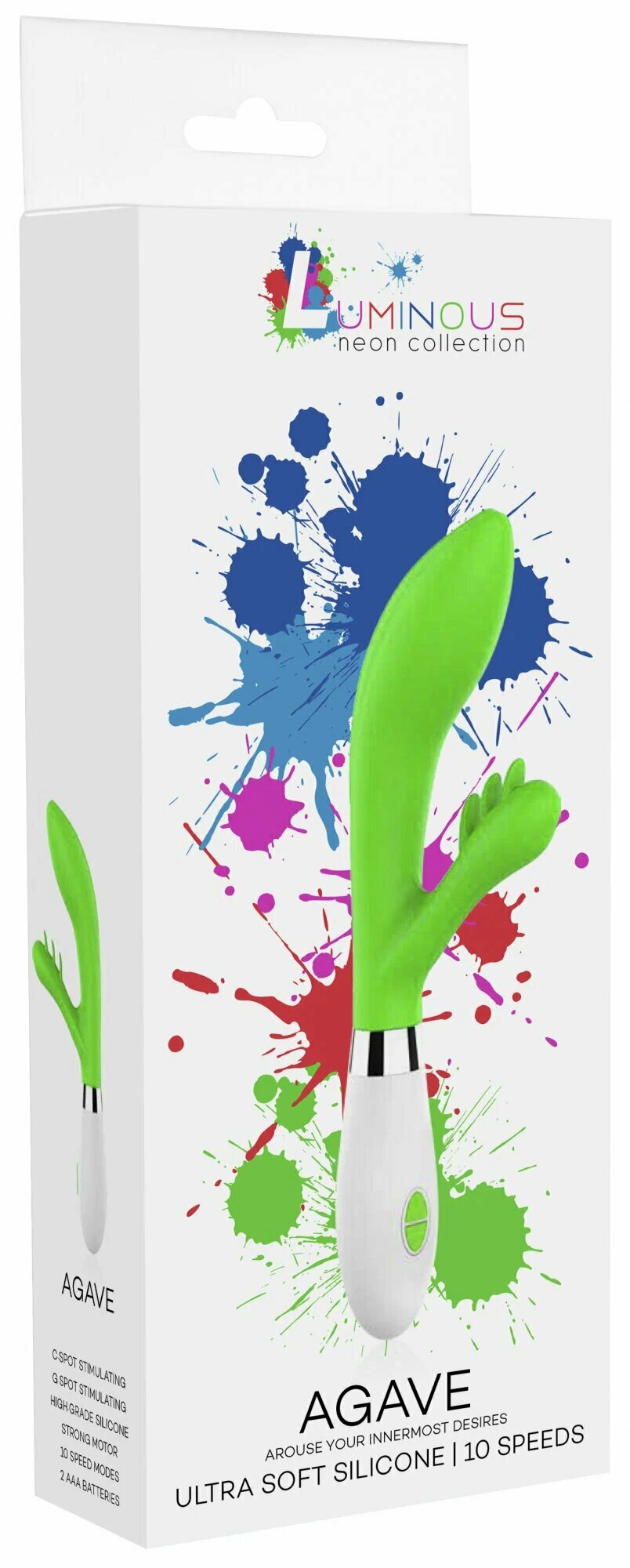 Изогнутый вибратор-кролик Agave, 23,1 см, 10 режимов, салатовый