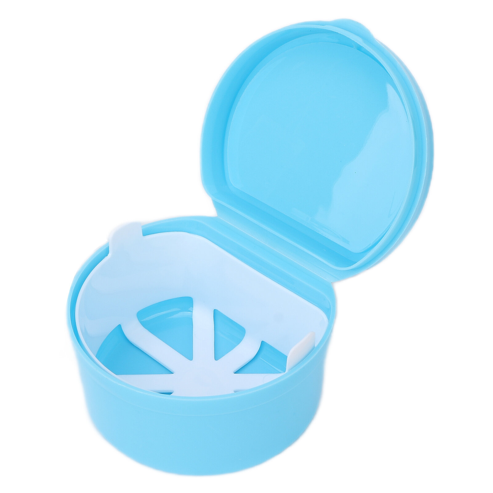 Переносной ящик для зубных ретендеров, ящик для хранения ложных зубов с сетчатым контейнером для путешествий Светло-голубой 1 шт