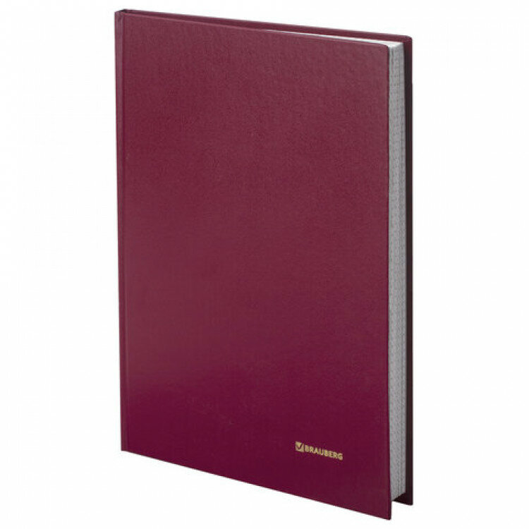 Книга учета 96 л, клетка, твердая, бумвинил, блок офсет, А4 200х290 мм, BRAUBERG, бордовая, 130224