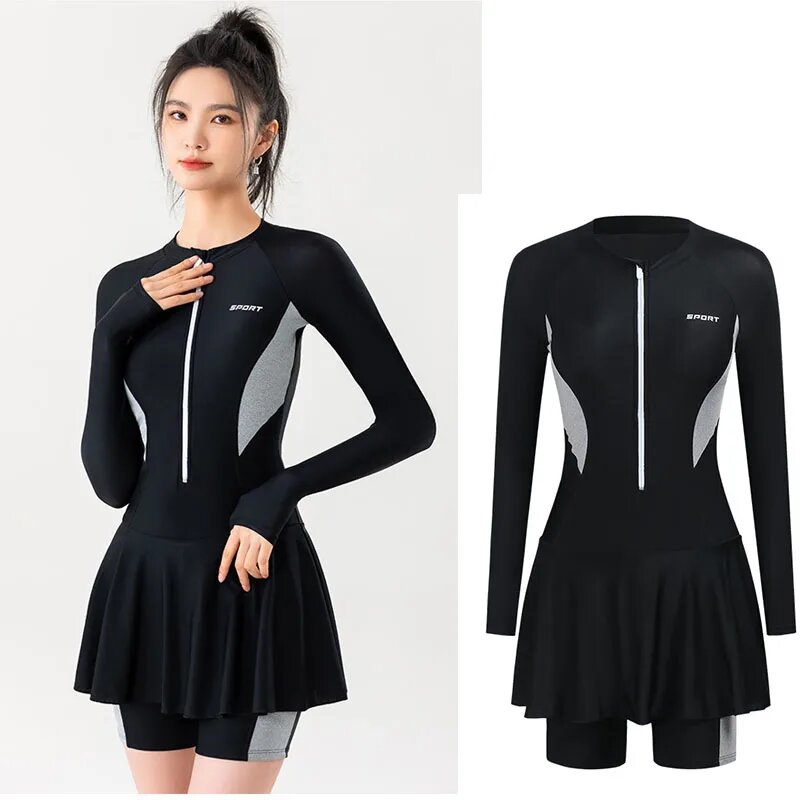 Женский рашгард Bswemek 2 предмета, 3XL, Черный, Унисекс