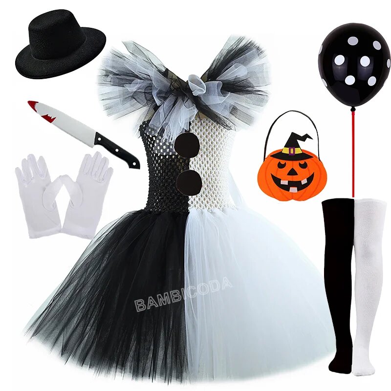 Костюм клоуна BAMBICODA для девочки Черный, XXL(10-12Y), a24