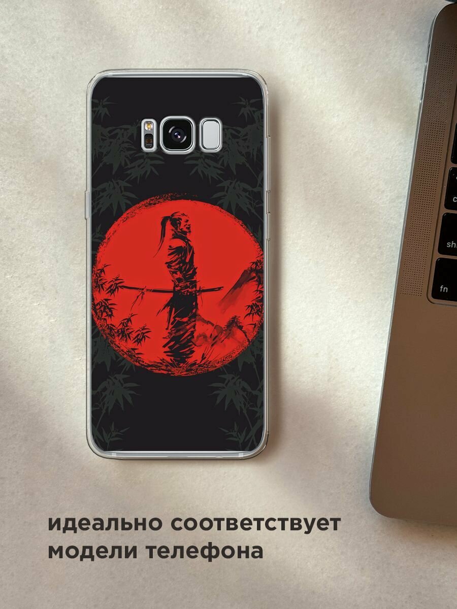 Чехол на Samsung Galaxy S8 / Самсунг Галакси С8 с принтом "Самурай на красном фоне" — фото 1