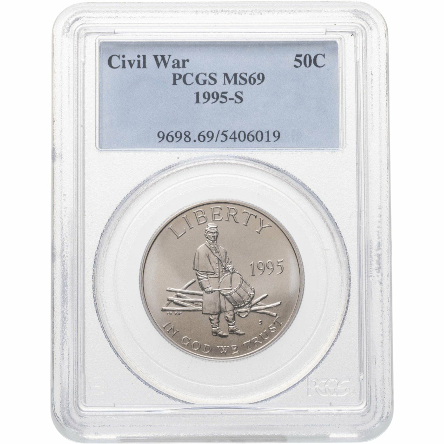 США 50 центов 1/2 доллара, half dollar 1995 S Civil War Гражданская война в слабе PCGS MS69, Медь