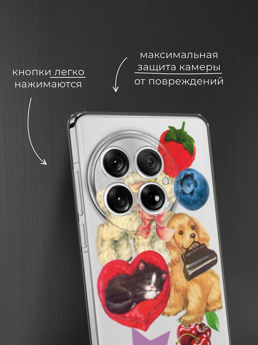 Чехол на OnePlus 13 / Ван Плас 13 с принтом "Милые стикеры", прозрачный — фото 1