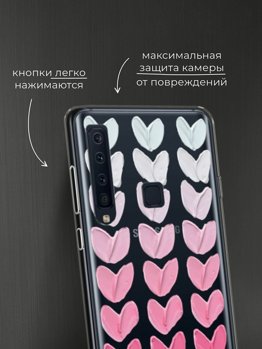 Чехол на Samsung Galaxy A9 2018 / Самсунг Галакси А9 2018 с принтом "Градиент из сердечек" — фото 1