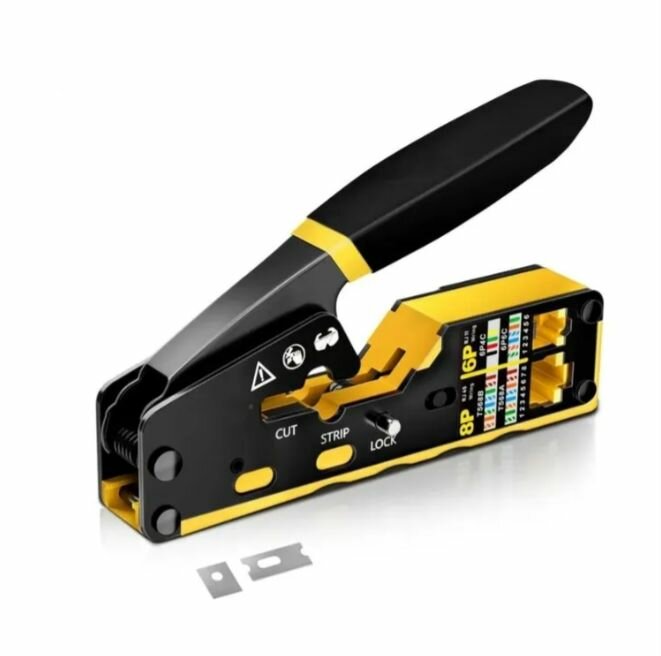Инструмент обжимной для коннекторов RJ45 со сквозным отверстием / Кримпер для обжима витой пары