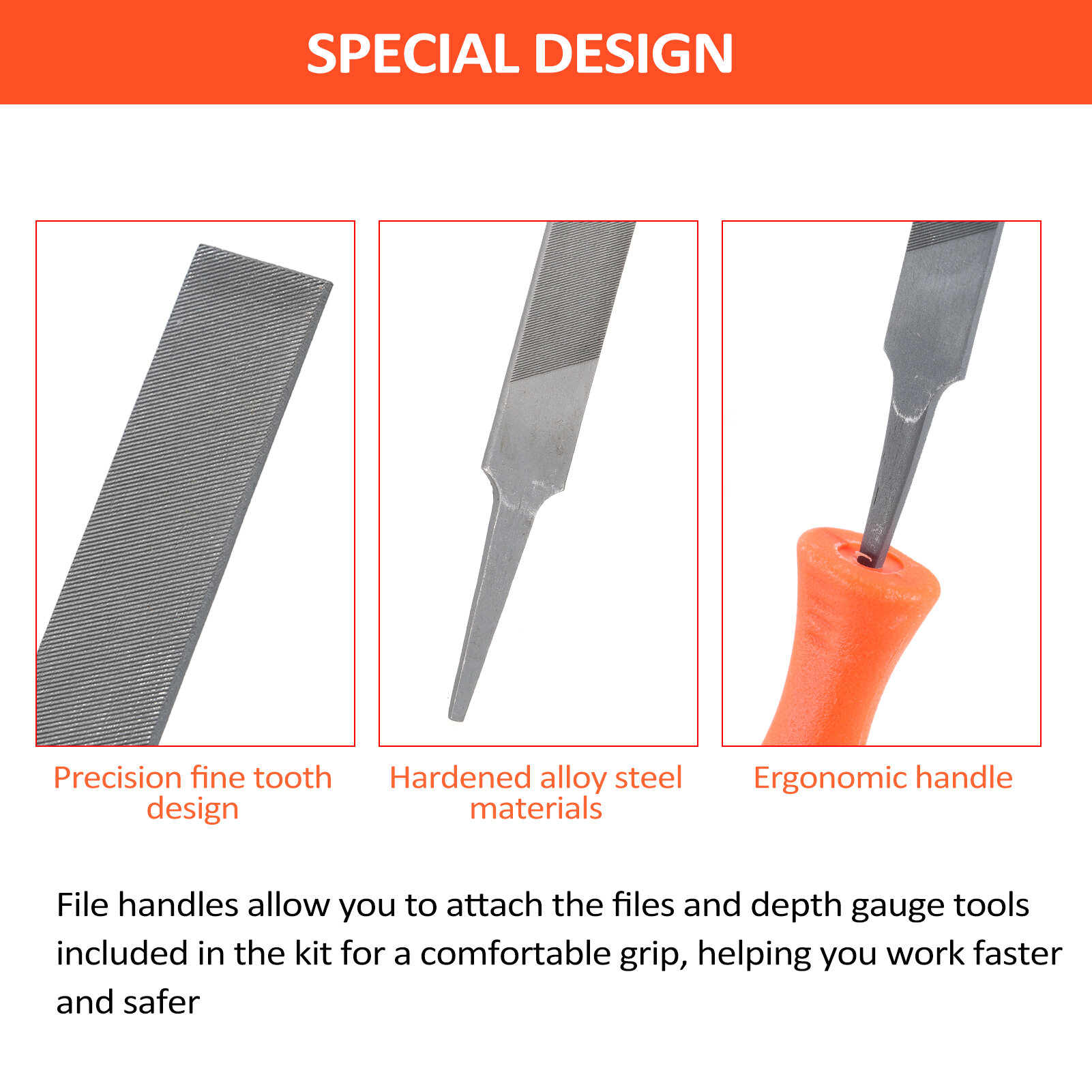 Набор напильников для заточки цепных пил, рукоятка напильника, напильник, плоские напильники, держатель напильника, ограничительная линейка, используется для заточки зубьев цепных пил, набор из 6 предметов для заточки