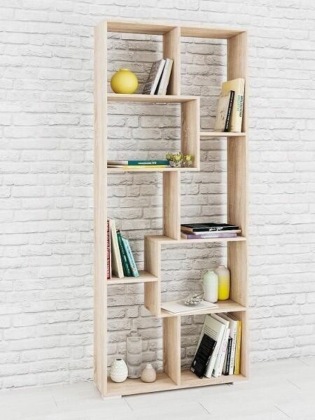 Стеллаж ARNIKA "Ромео-8", дуб сонома, 80 см х 190 см, с полками, 28 кг