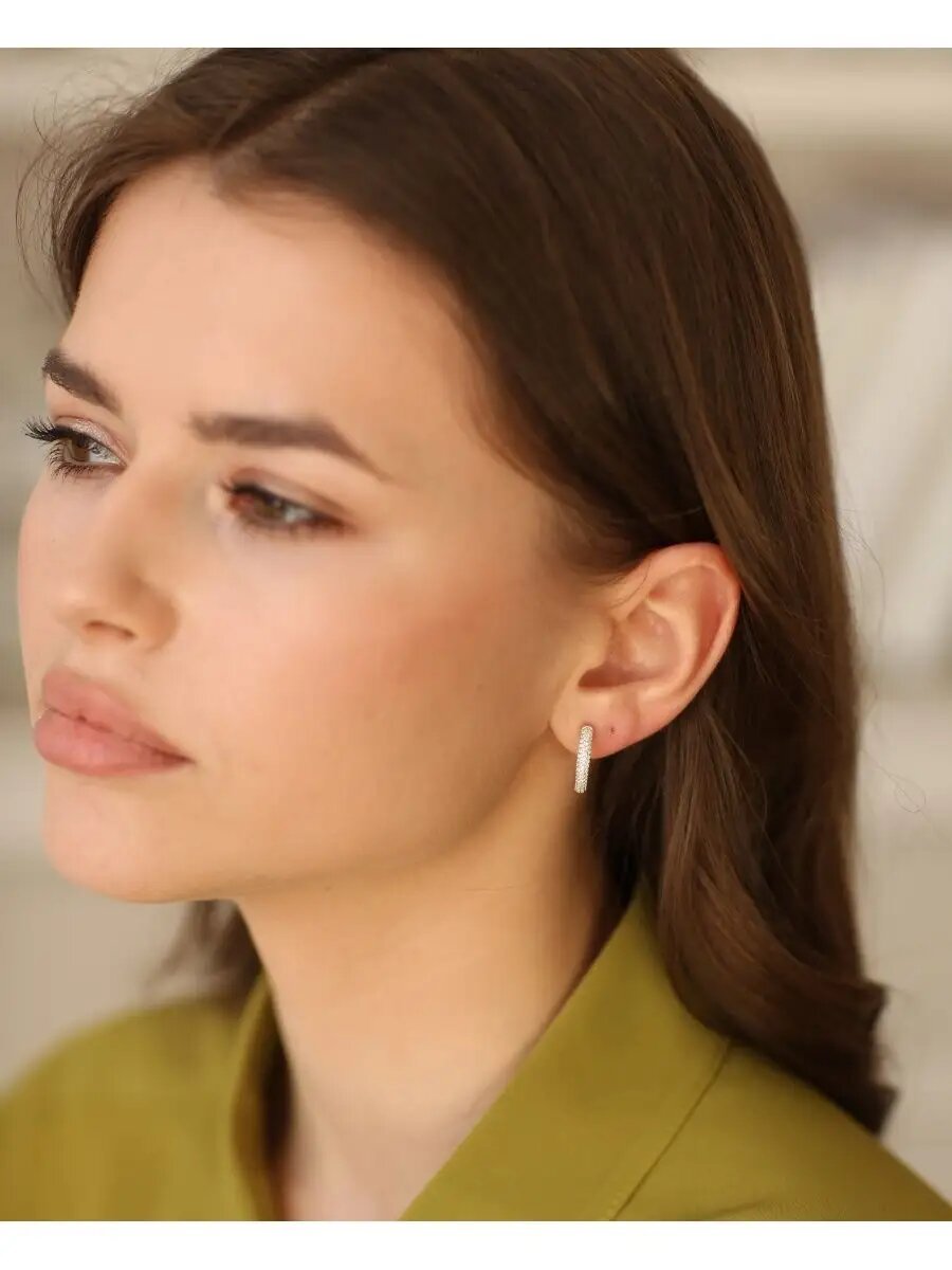 Серьги, серебро, 925 проба, фианит