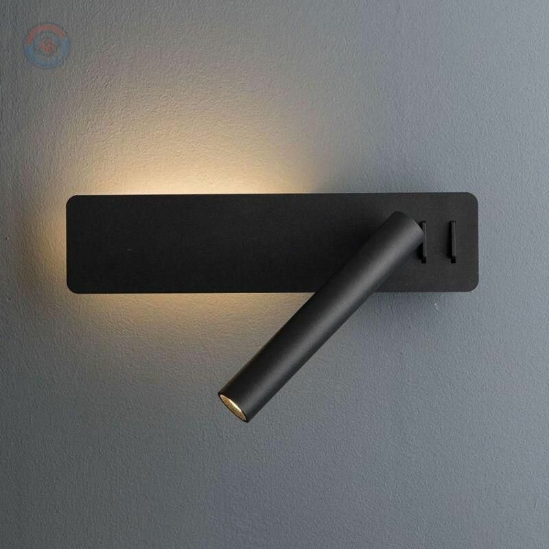 Настенный светодиодный бра в скандинавском стиле тёплый свет металл алюминий для спальни гостиной прихожей уютное освещение