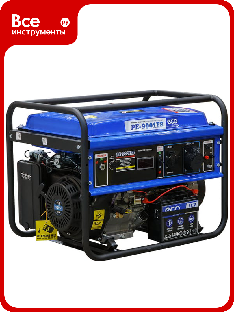 Бензиновый генератор ECO PE-9001ES, для автономного электроснабжения различных электрических потребителей, 12 В, 17 Ач