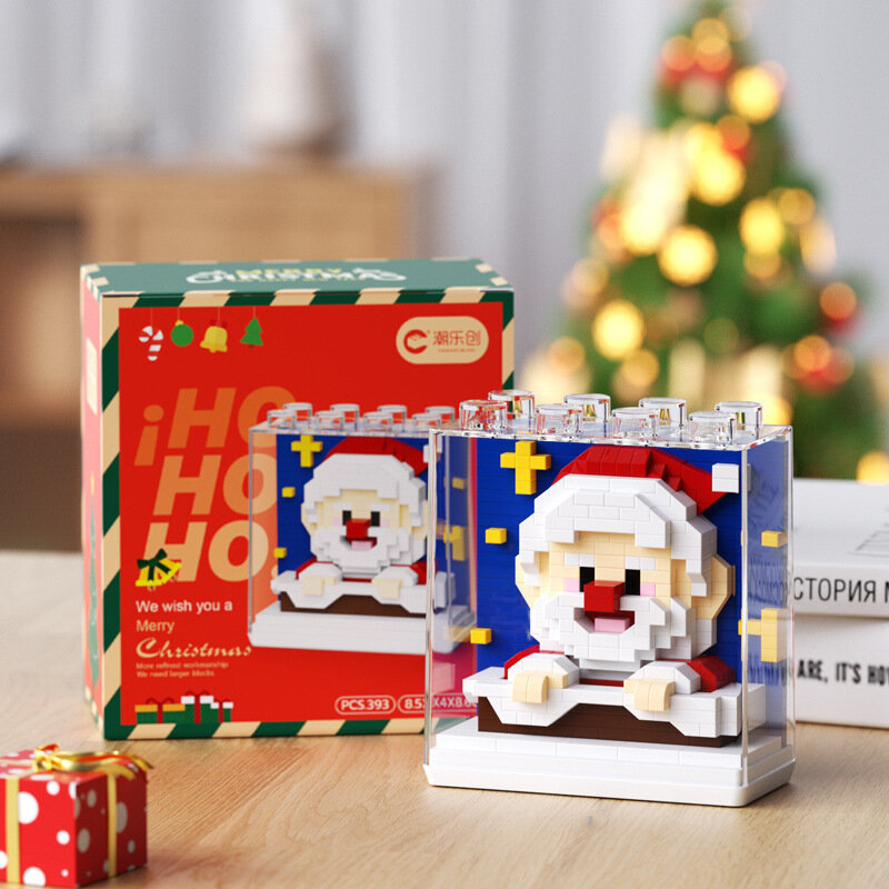 Christmas series of building blocks assembled ornaments with dust cover