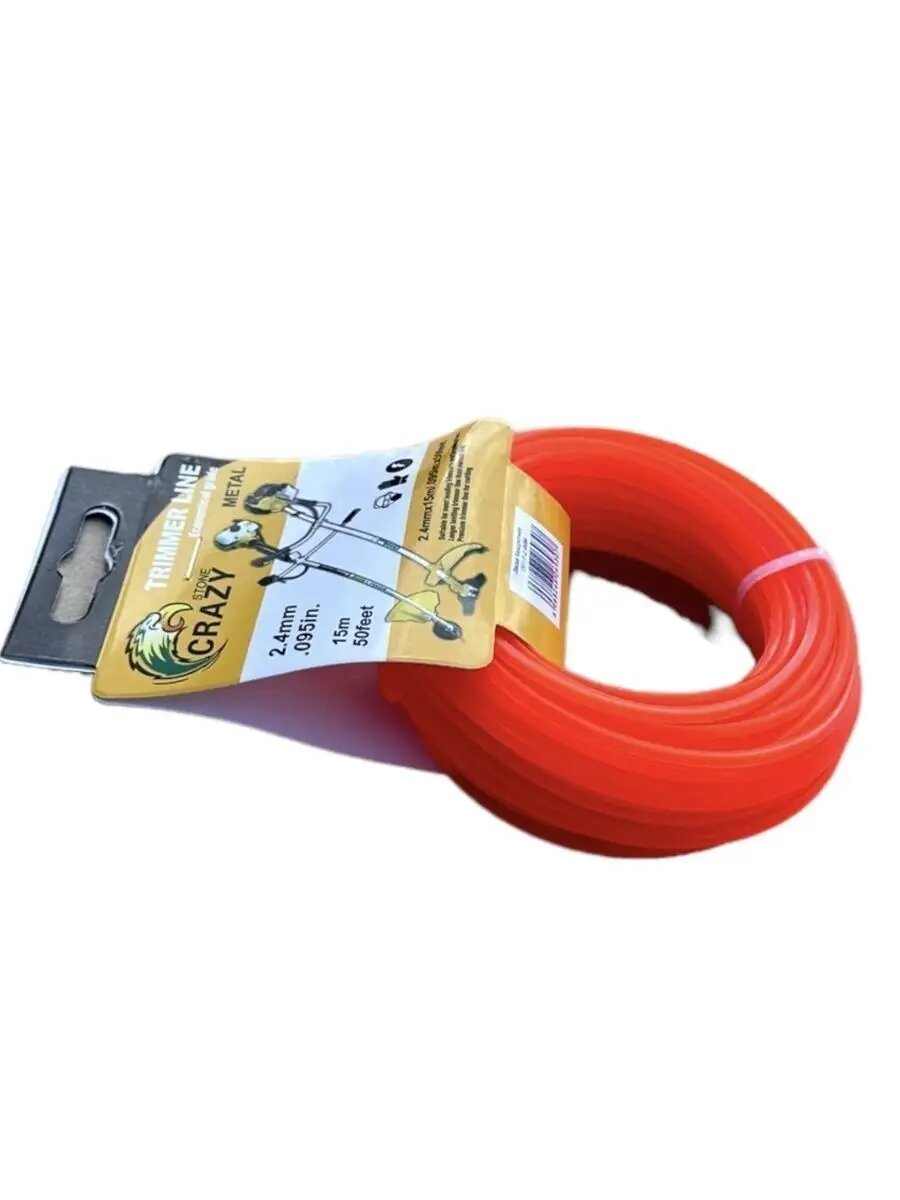 Леска для триммеров, 3мм, 15м, сечение звезда, оранжевый цвет, комплект 3 шт.