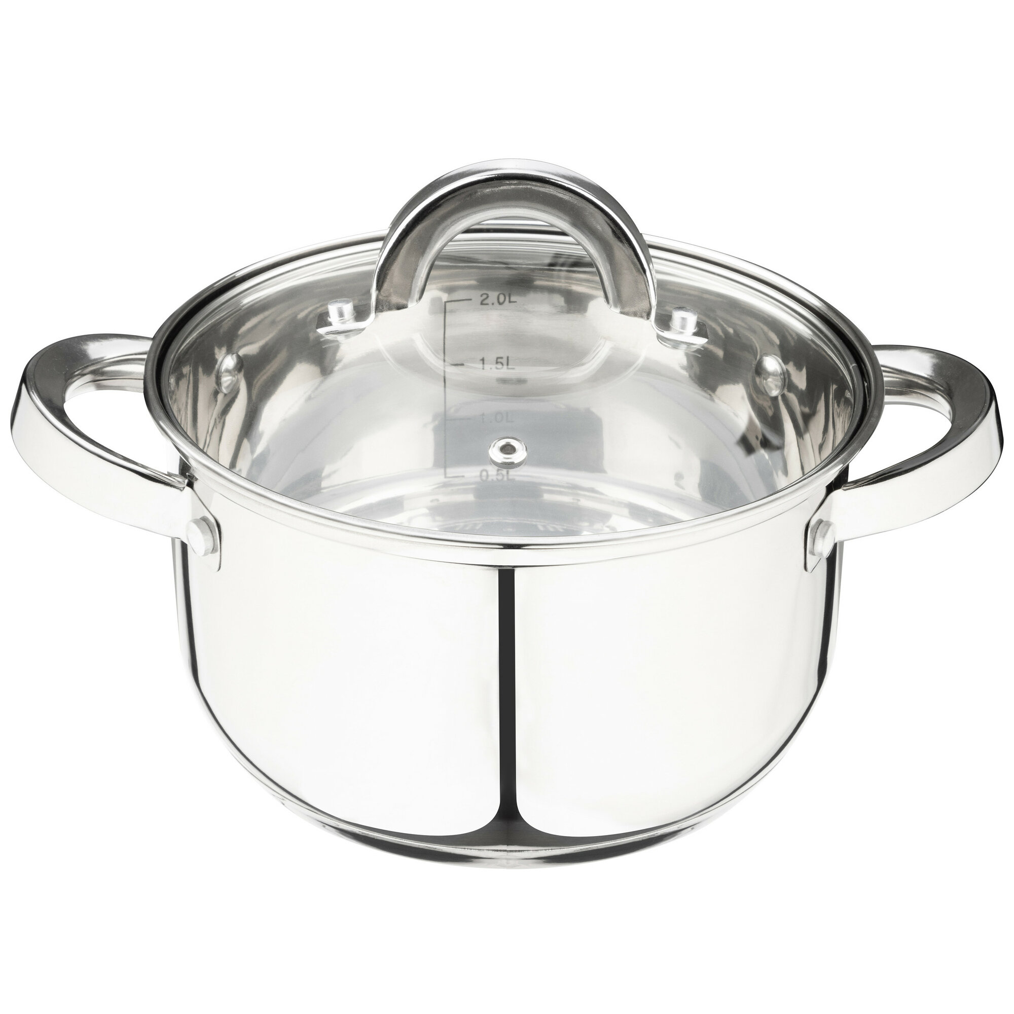 Кастрюля MALLONY "Mediano" 2.6 л, 18 см, нержавеющая сталь, с крышкой, шкала объема