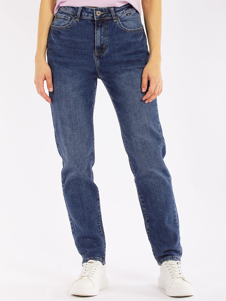 Джинсы мом женские,цвет синий,зауженные 