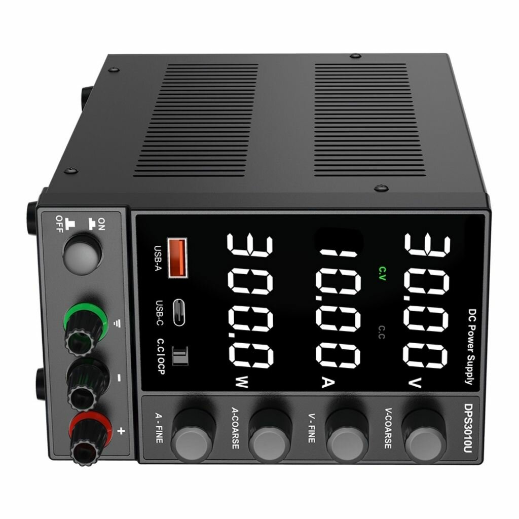 Кабель-переходник,4-значный цифровой регулируемый стабилизированный DC импульсный источник питания с энкодером и двойным USB, европейская версия - 30V5A, 1 комплект