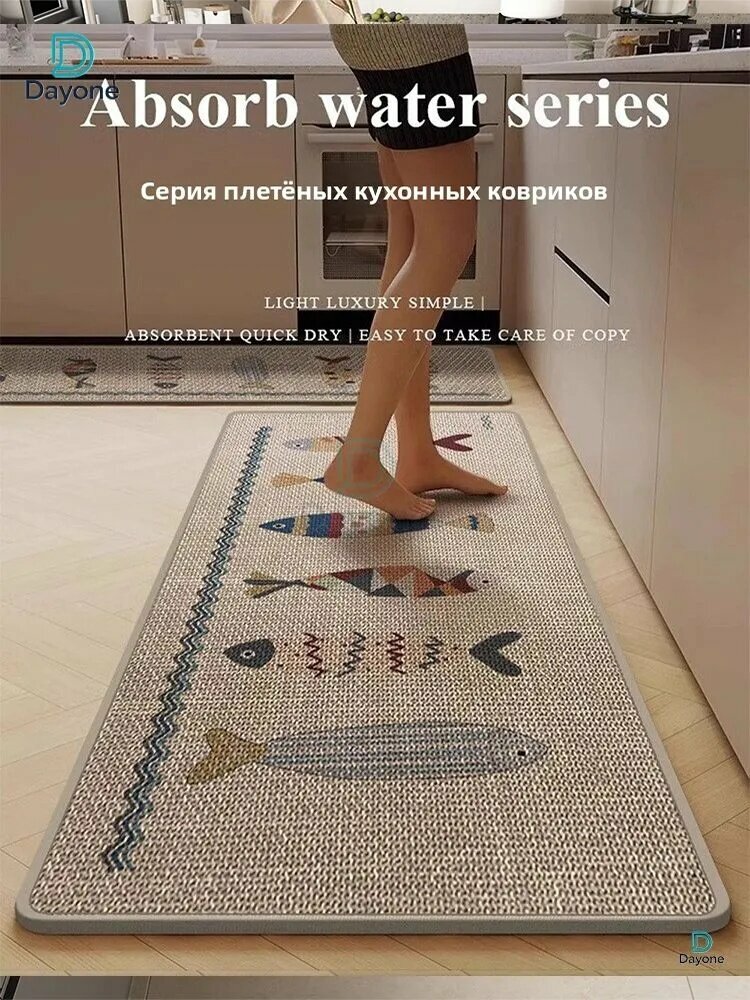 Ковер дорожка 45x180 смКухонный коврик из тканого льна, нескользящий и легко моющийся.