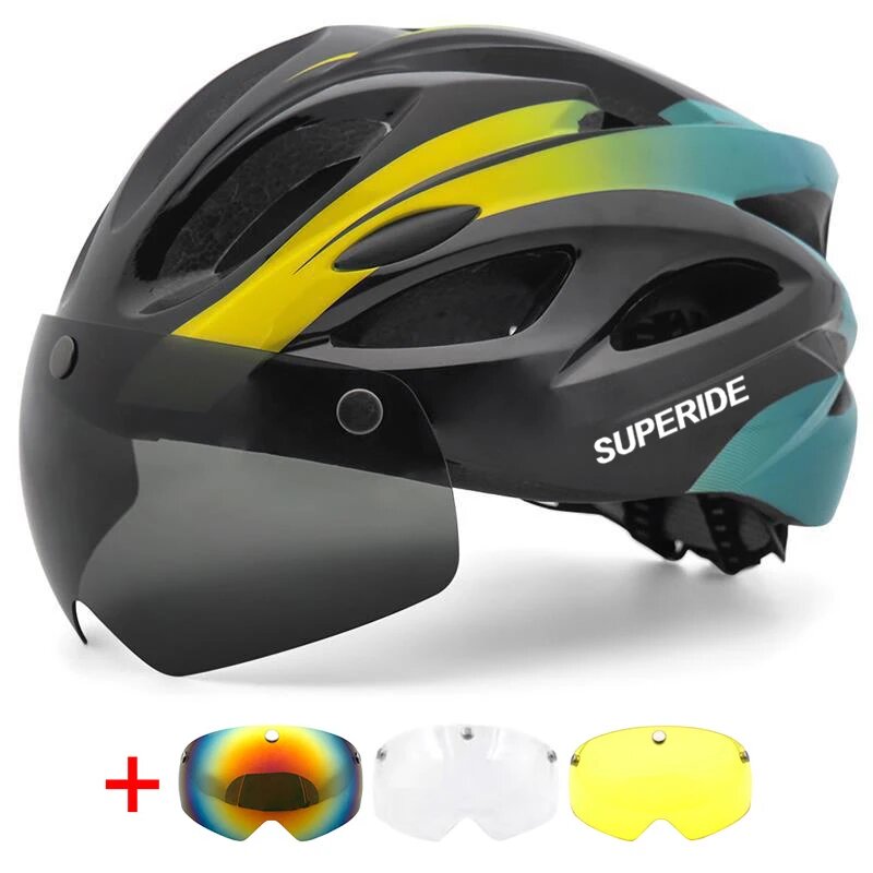 Велосипедный Шлем SUPERIDE Унисекс Для Шоссейных И Горных Велосипедов С Козырьком И Очками, Сверхлегкий, Цельнолитой Дизайн