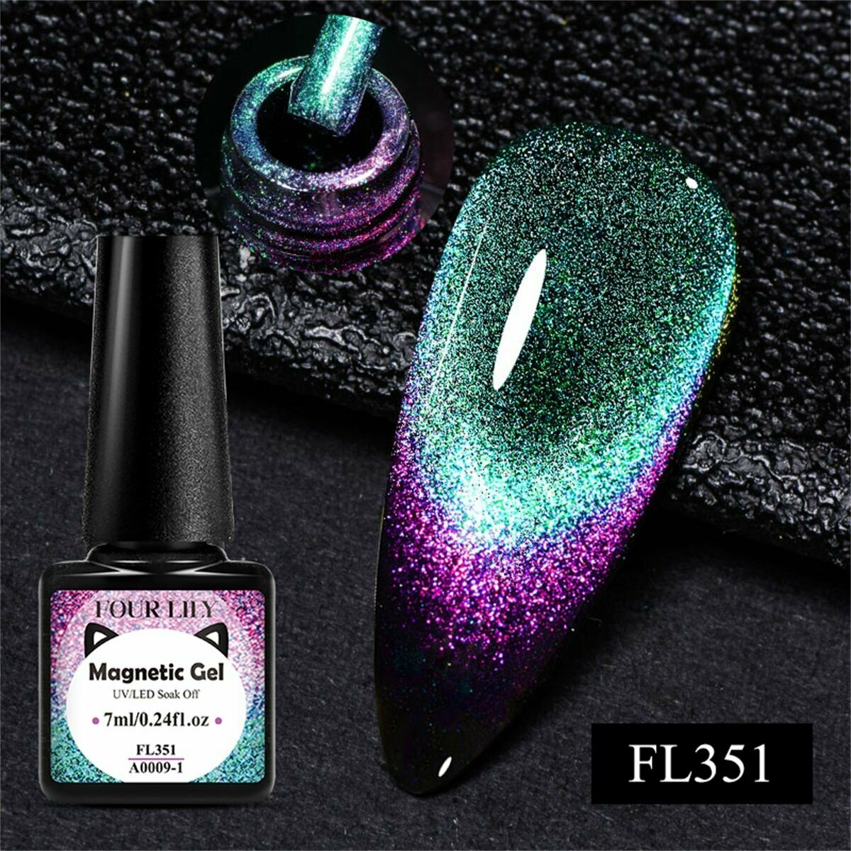 FOUR LILY 7 шт. 9D радужный магнитный гель Набор: Долговечный и устойчивый к выцветанию, Блестящий, съемный, подарок для женщин, для LED/UV ламп, маникюр