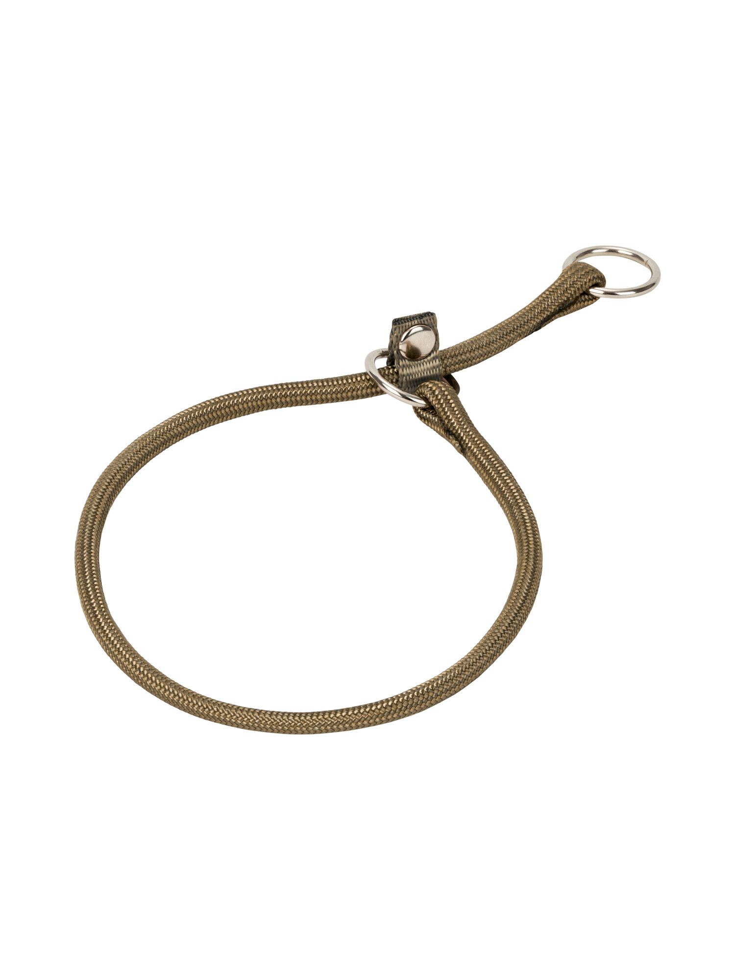 Ошейник-удавка для собак малых и средних пород, с двумя кольцами, круглый шнур 6мм, обхват до 30см, оливковый, ZooOne