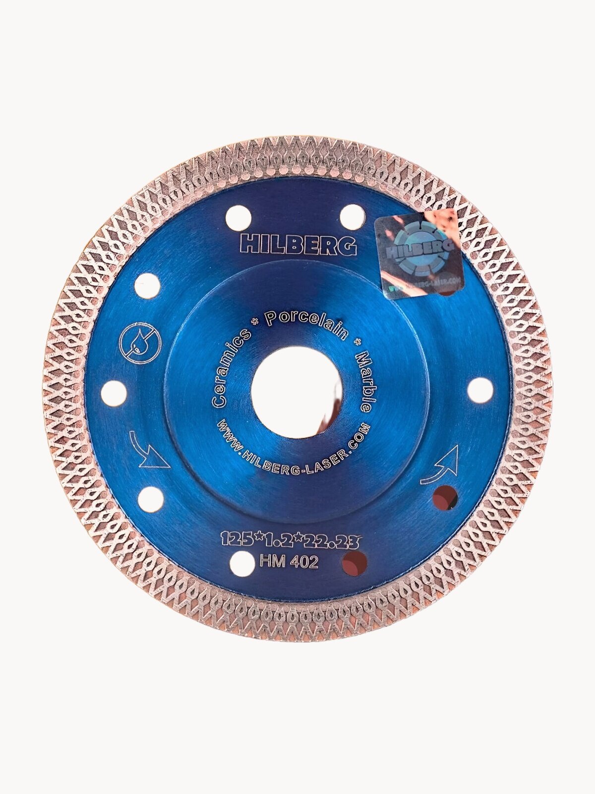 Диск алмазный Hilberg 125х1.2х22.23 мм х-тип отрезной турбо ультратонкий керамогранит керамика
