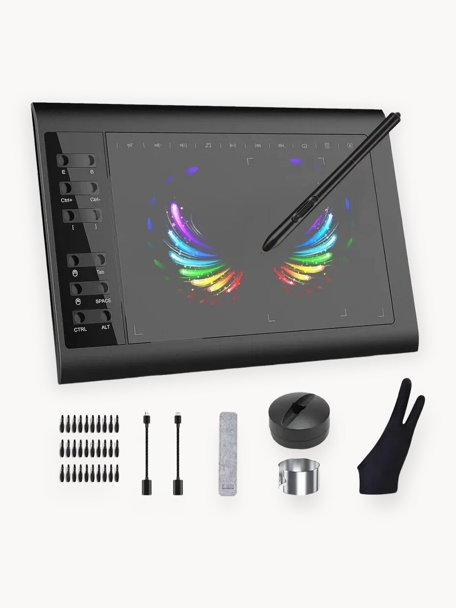 Vinsa 1060 Графический планшет для рисования компьютера пк , 16384 уровней чувствительности, беспроводной