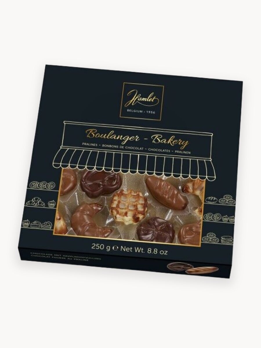 Конфеты HAMLET шоколадные "Пекарня Boulanger" с нач. из орех. пралине /картон/ 250г