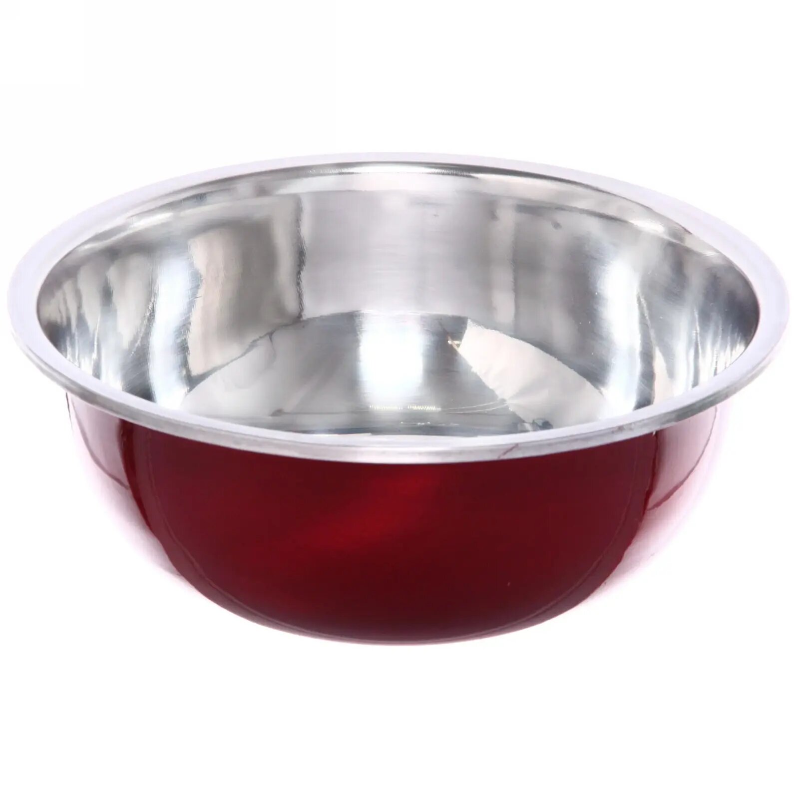 Миска металлическая 23 см, 2000 мл, красная, для горячих блюд