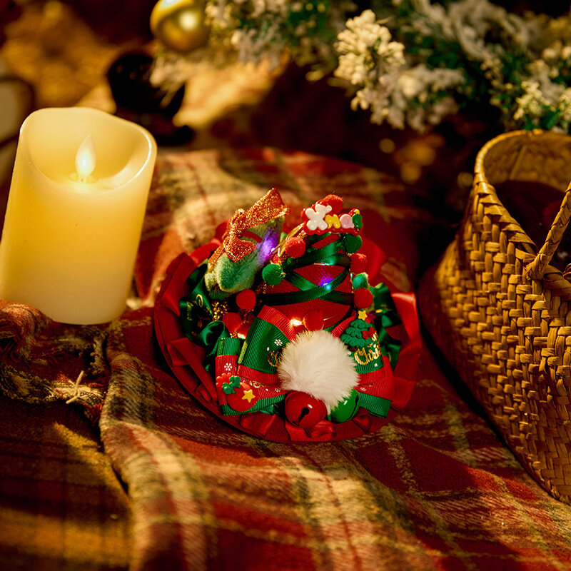 Платье "Рождественский Лось", для девочек, светящийся колпачок, красный, 110 см