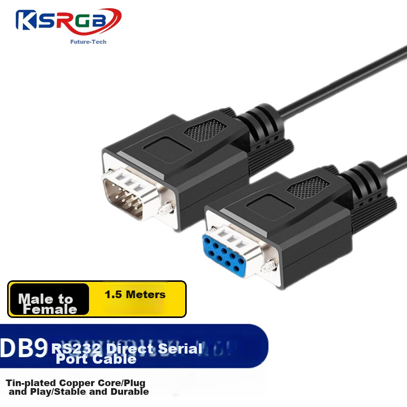 Kesai Future DB9 Direct Serial Cable COM Port RS232 Control Cable Extension Cord, Suitable for Central Control Equipment CNC Machine Barcode Printer, Male to Female 1.5 Meters, KS-D