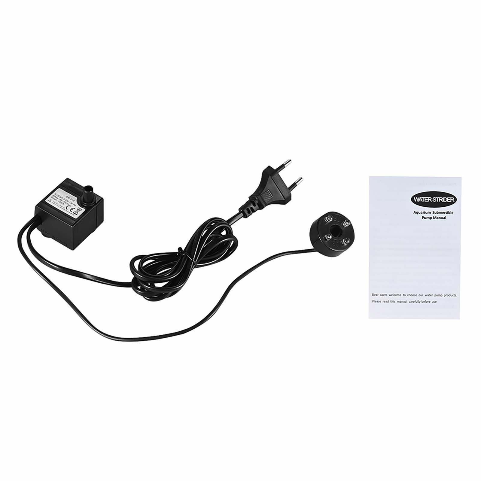 180 л/ч 2,5 Вт погружной водяной насос с 4 светодиодами ультра тихий для пруда аквариума аквариума настольного фонтана гидропоники 4,9 фута (1,5 м) шнур питания