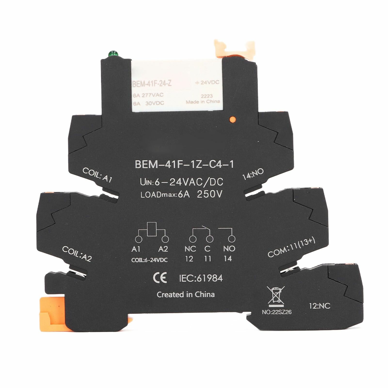 Управление постоянным током, сверхтонкое реле переменного тока, крепление на DIN-рейку, модуль твердотельного реле, однополюсный контакт, 6 А, 6 24 В