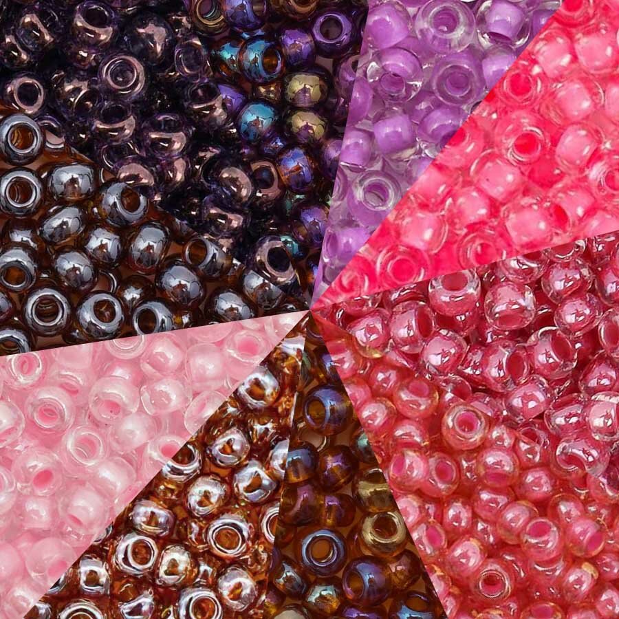 Бисер набор из 10 цветов по 5 г, чешский Preciosa 32, стеклянный, № 10/0, диаметр 2,3 мм