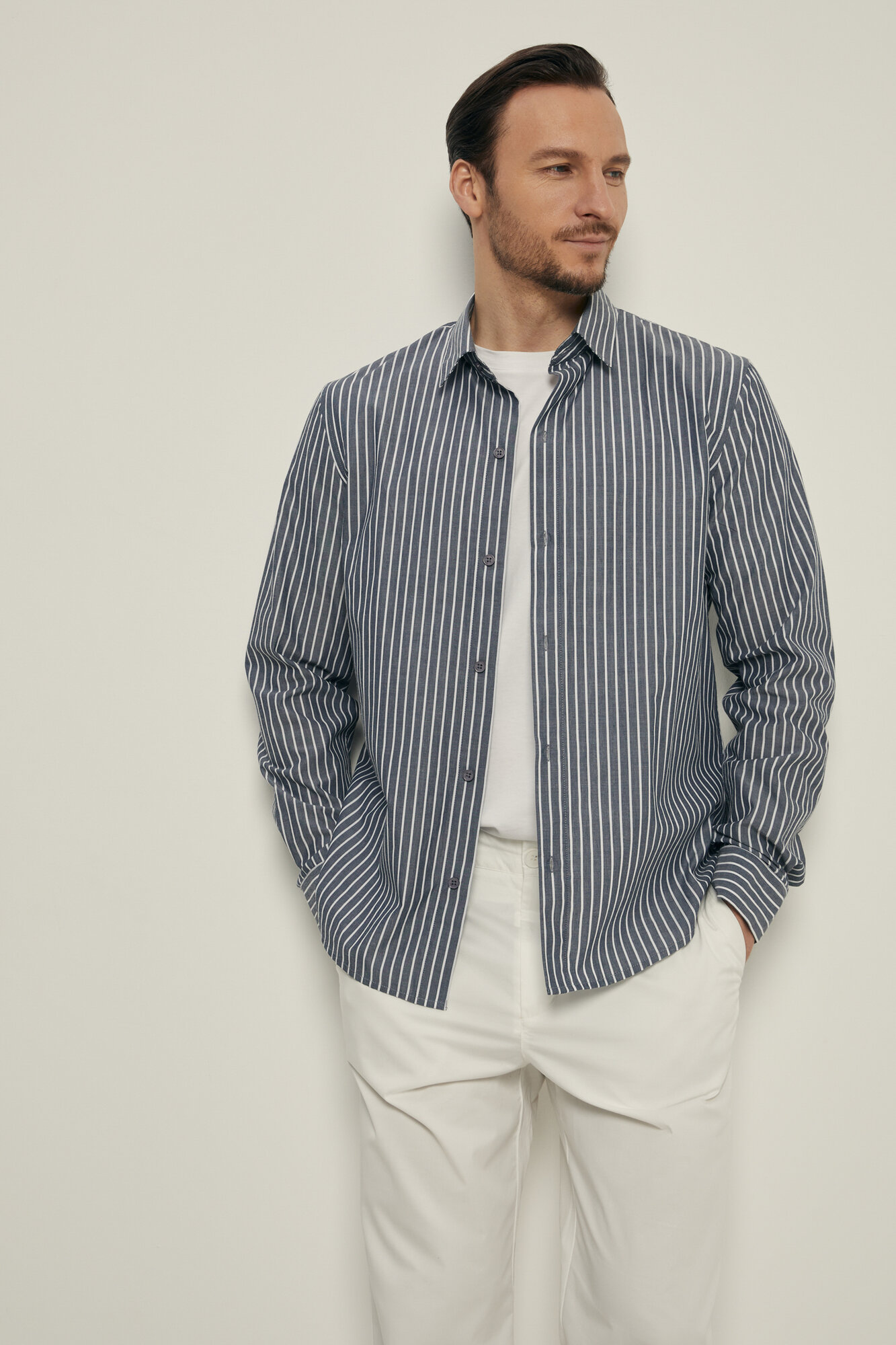 Рубашка в полоску с длинным рукавом