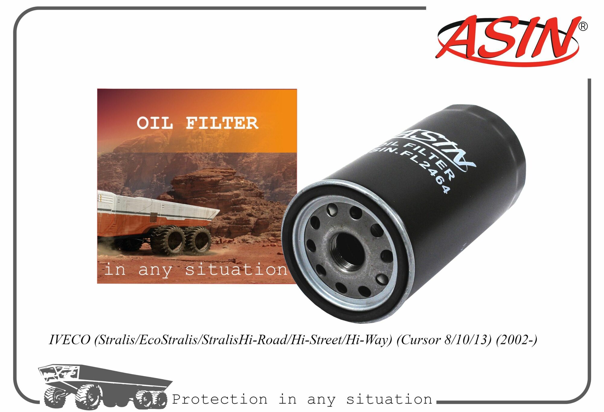 Фильтр масляный для Ивеко Cursor 8 10 13, Стралис Ecostralis Hi-street Hi-way ASIN. FL2464 ASIN