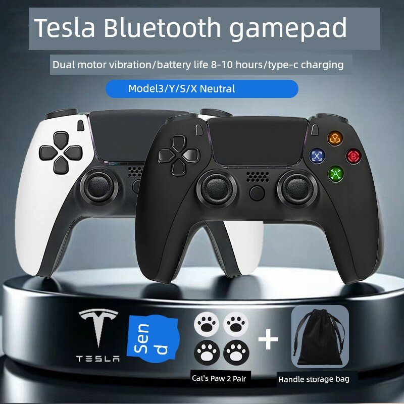 2-набор Bluetooth прямого подключения перезаряжаемых игровых контроллеров для Tesla Model Y/3, черно-белый комплект,