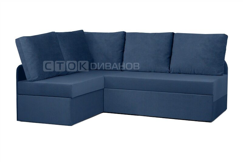 Угловой диван Сток Диванов Модус, темно-синий велюр, 198 см, механизм дельфин