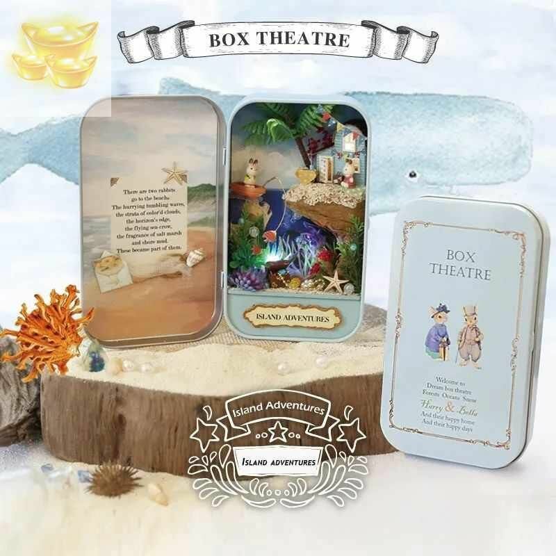 BOX THEATRE "ISLAND ADVENTURES" DIY House (Румбокс)Подарочный Интерьерный конструктор с Инструменты для сборки с Светодиодный