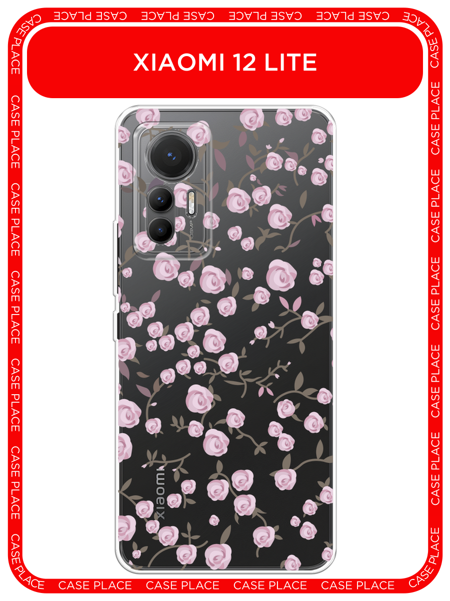 Чехол на Xiaomi 12 Lite / Сяоми 12 Лайт с принтом Нежно-розовые розы 2, прозрачный