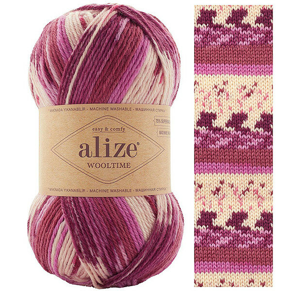 Пряжа Alize WOOLTIME 11020 принт (5 мотков)