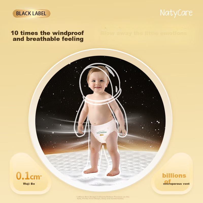 Подгузники NatyCare Baby M56 для веса 6-11 кг, звездная серия роскошных поглощающих подгузников на ночь