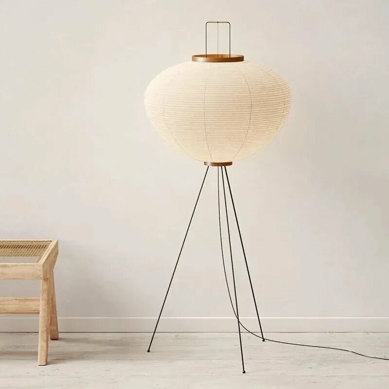 Японский бумажный светильник в стиле ваби-саби (дизайнерский ночник, гостиная/спальня, ручная работа, эксклюзив)