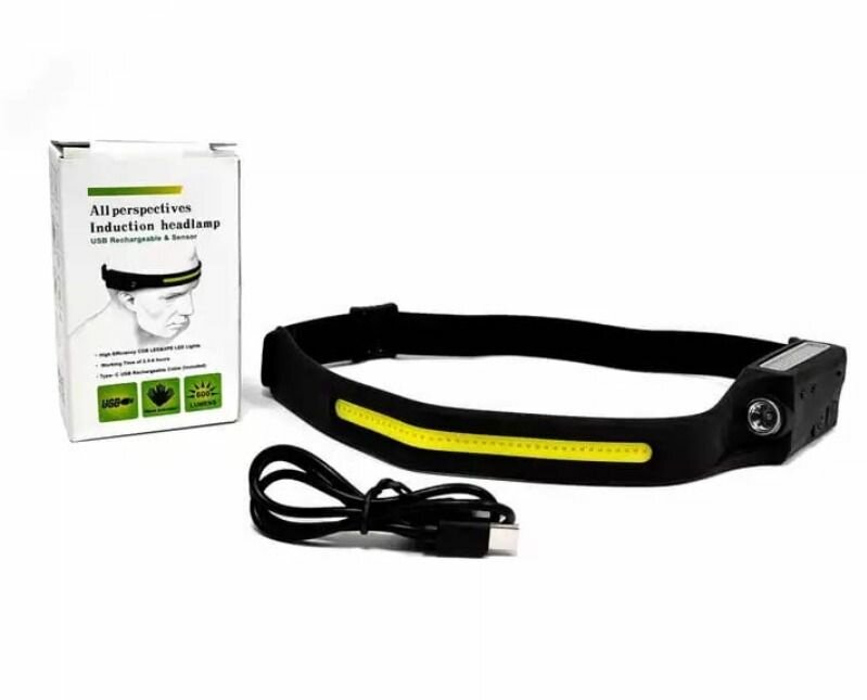 Фонарик налобный с датчиком движения одна полоса