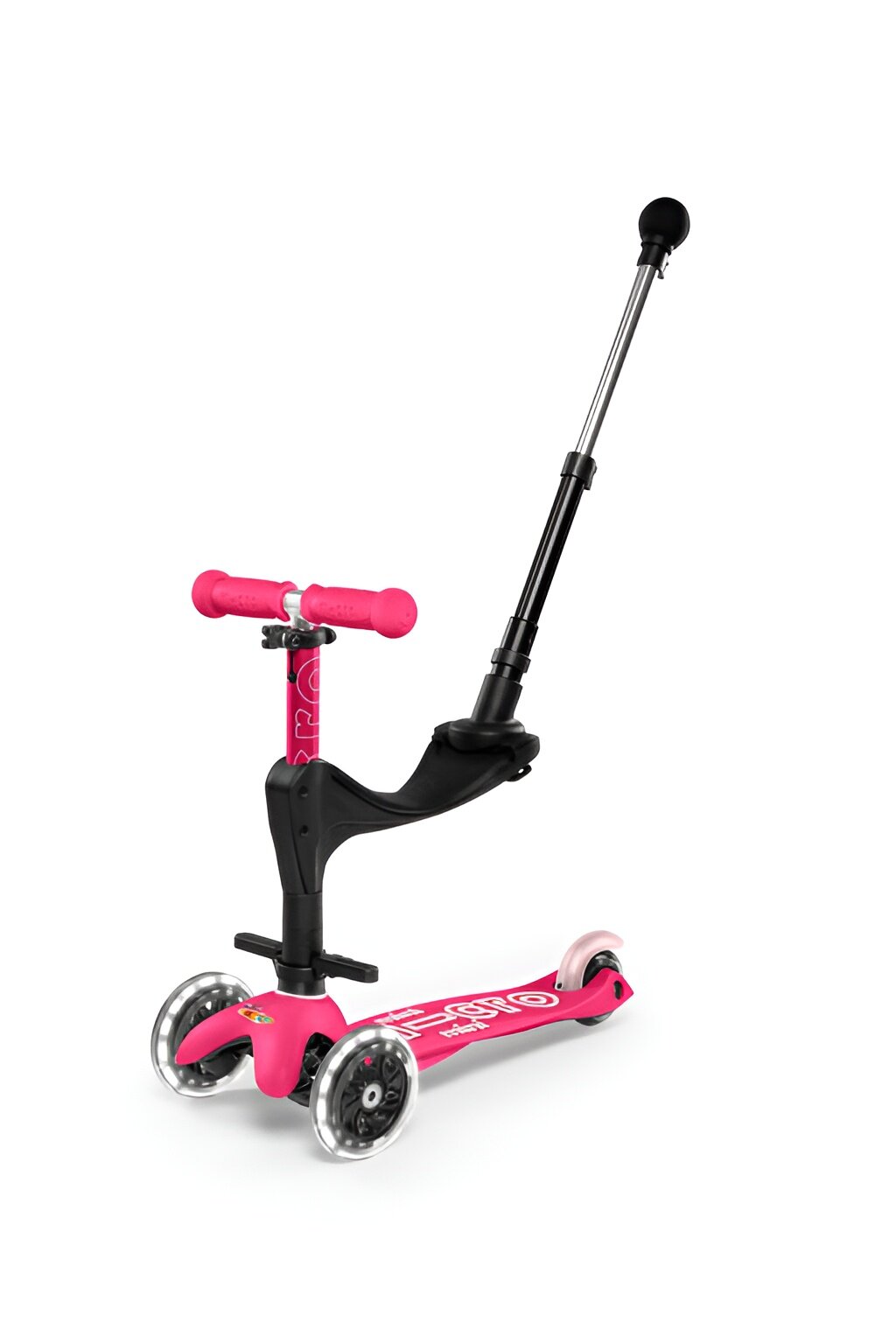 Самокат Micro Mini Micro Deluxe, трёхколёсный, с LED подсветкой, детский, розовый